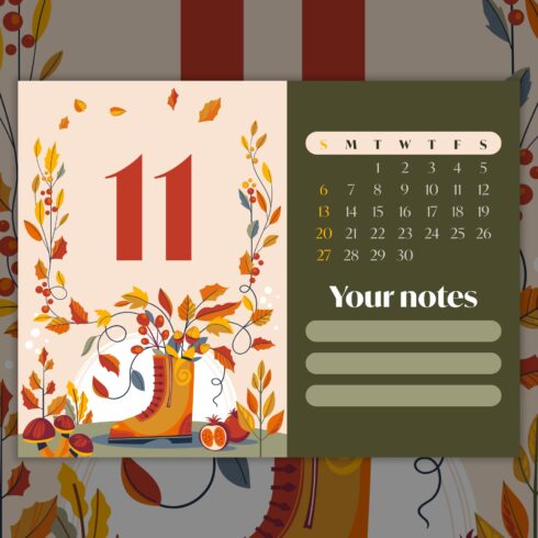 Free Cute November Calendar – MasterBundles
