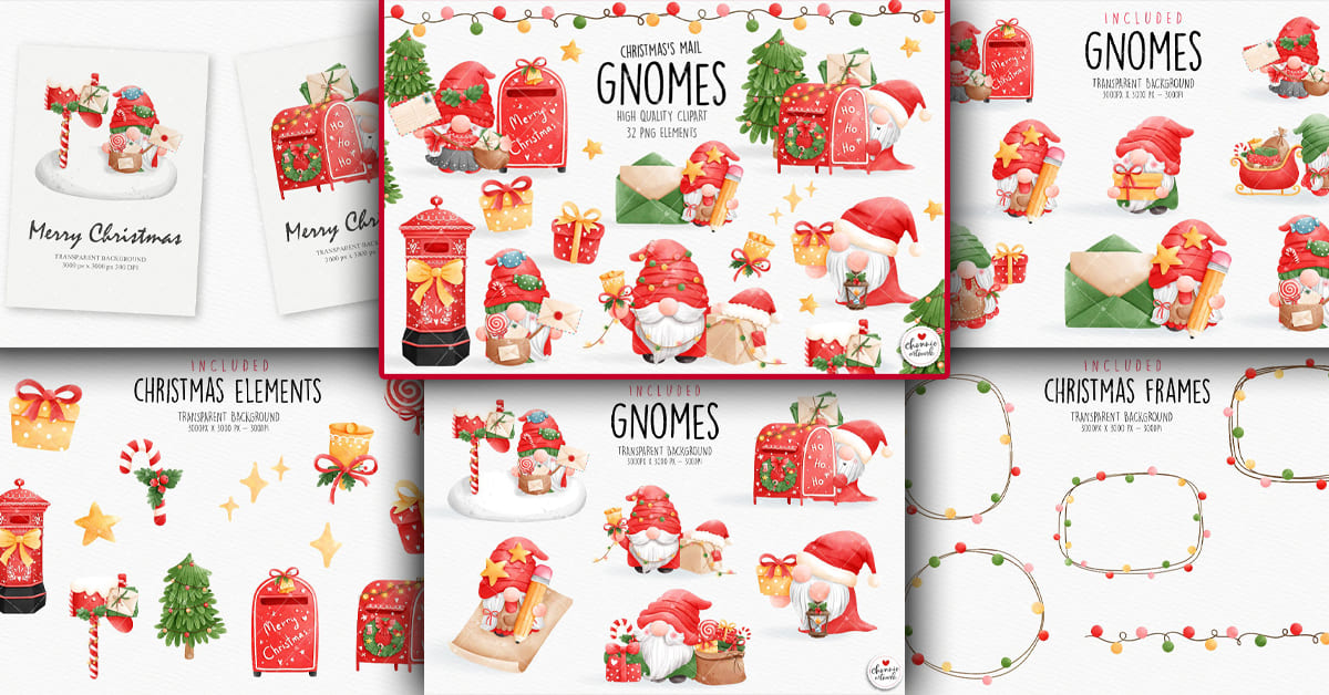 Christmas Mail Gnome Clipart – MasterBundles