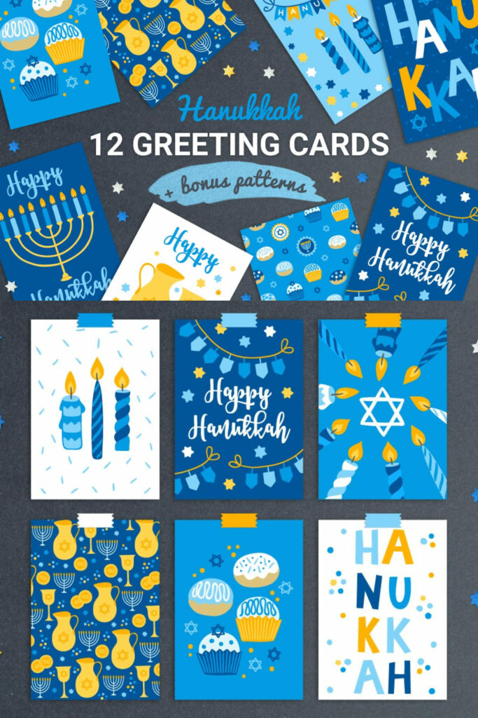 12 Hanukkah Cards & Bonus Patterns – MasterBundles