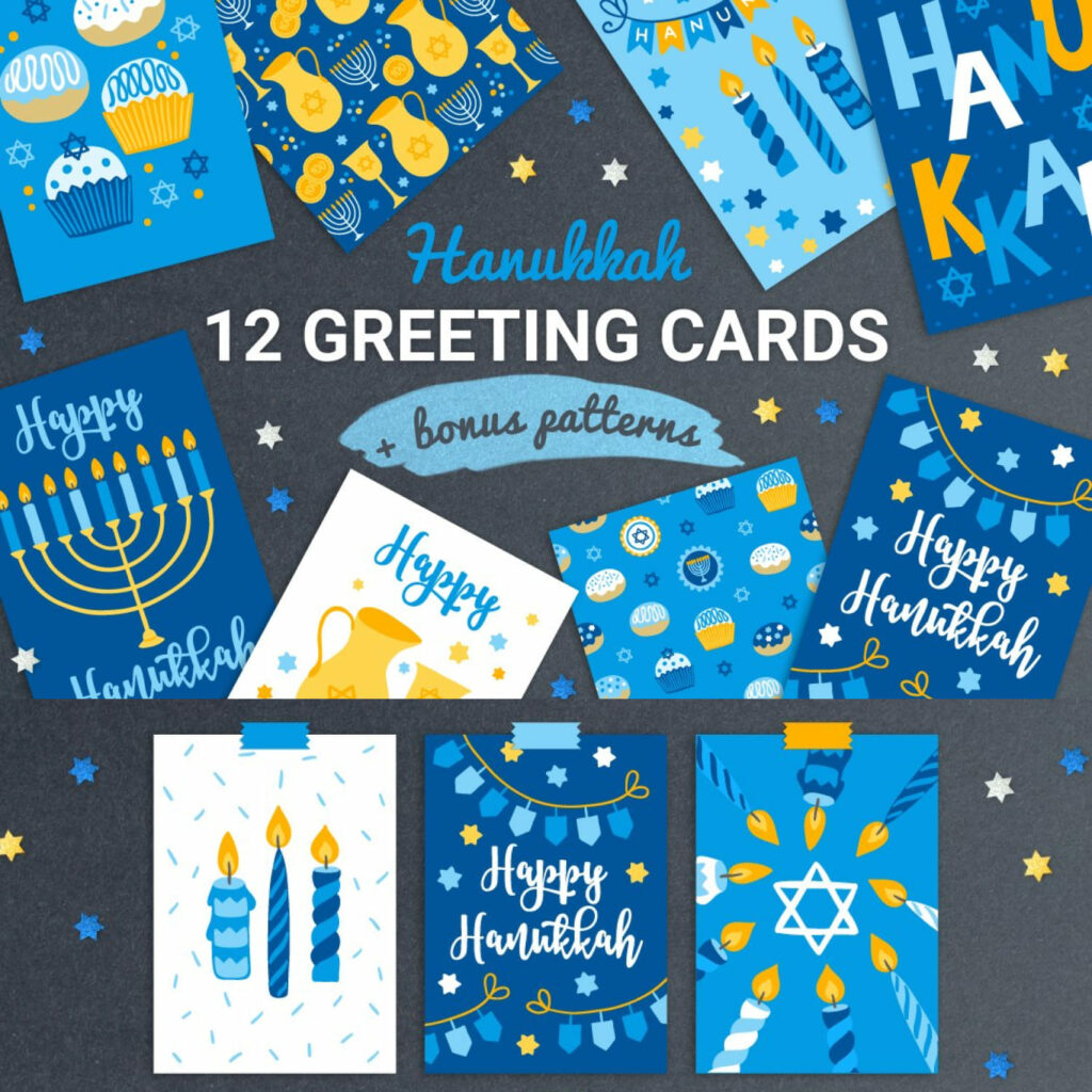 12 Hanukkah Cards & Bonus Patterns – MasterBundles
