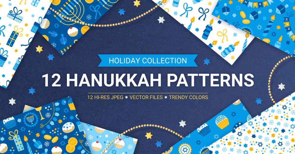 12 Hanukkah Seamless Patterns – MasterBundles