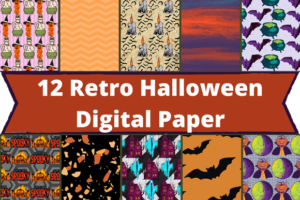 12 Retro Halloween Digital Paper – MasterBundles