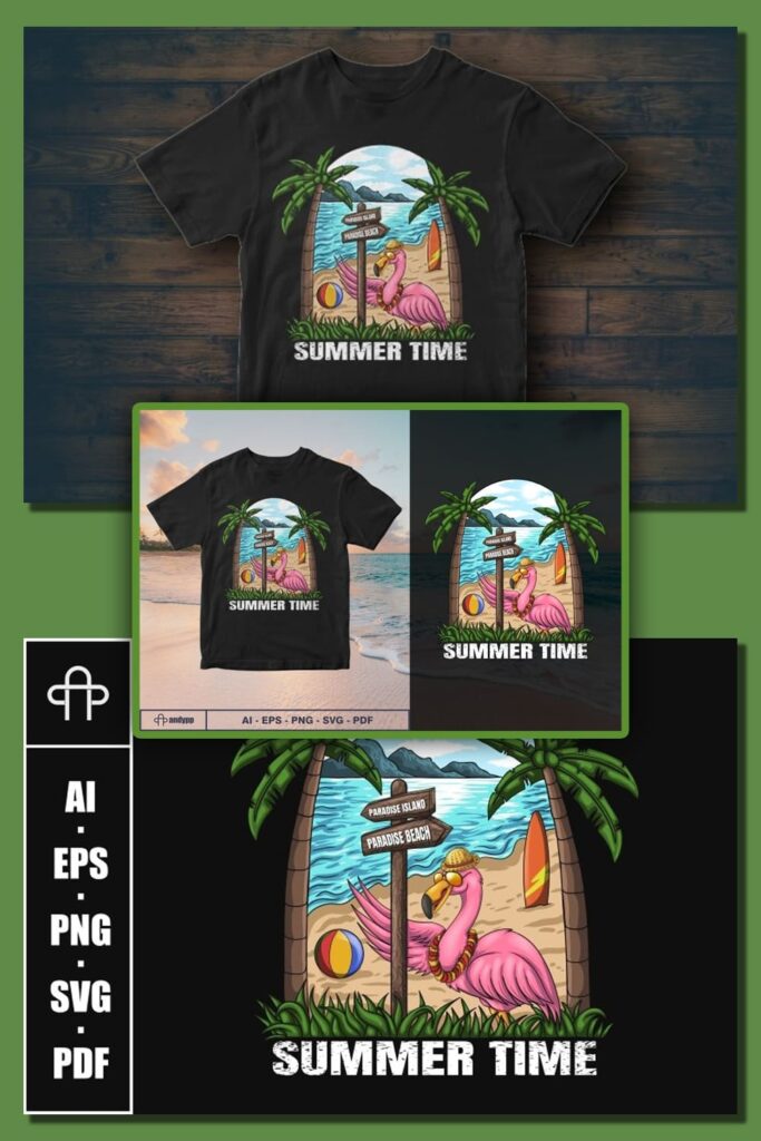 Flamingo Welcome Summer Vacation on the Beach Vector Illustration ...