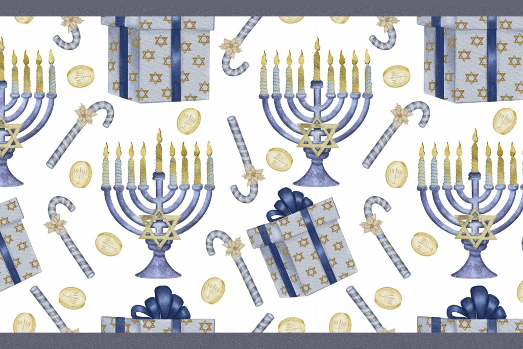 Hanukkah Trendy Seamless Pattern & Digital Paper – MasterBundles