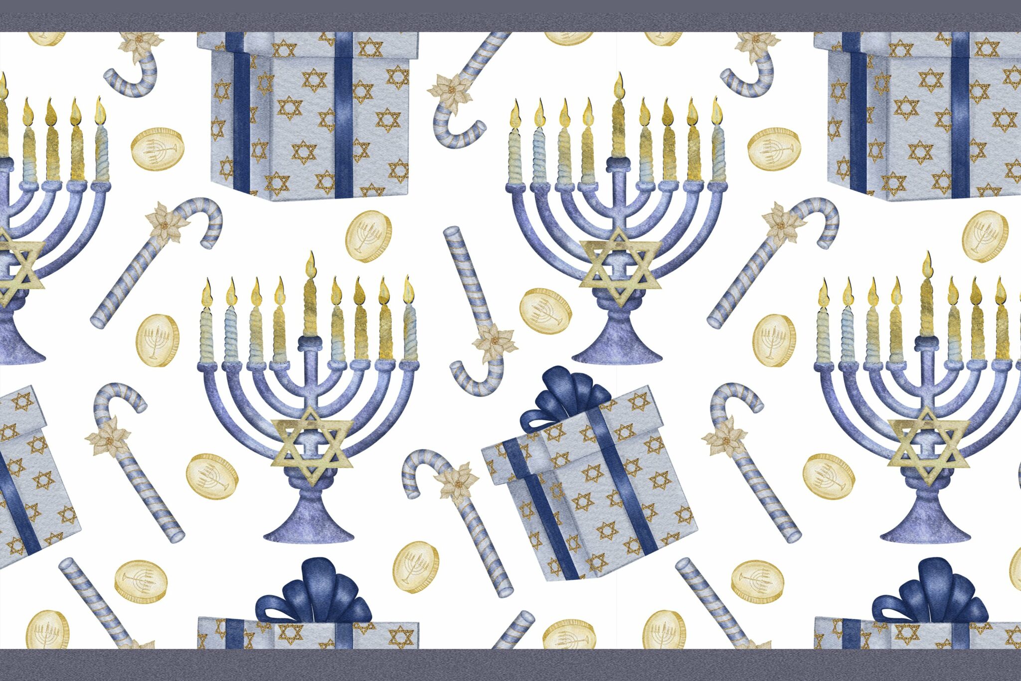 Hanukkah Trendy Seamless Pattern & Digital Paper – MasterBundles