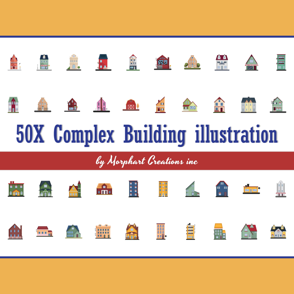 50 Complex Building Illustration – MasterBundles