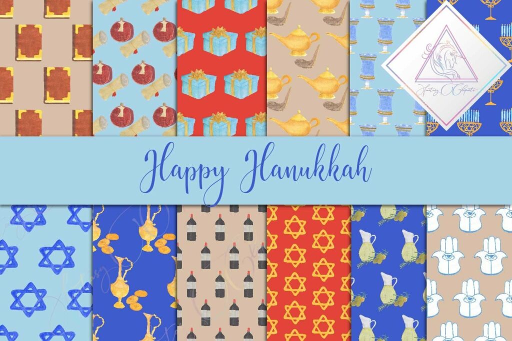 Watercolor Hanukkah Digital Paper – MasterBundles