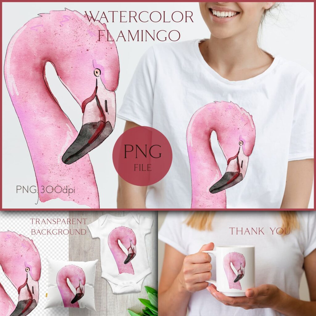 Watercolor Flamingo Sublimation PNG T-shirt Design – MasterBundles