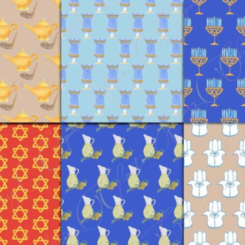 Watercolor Hanukkah Digital Paper | MasterBundles