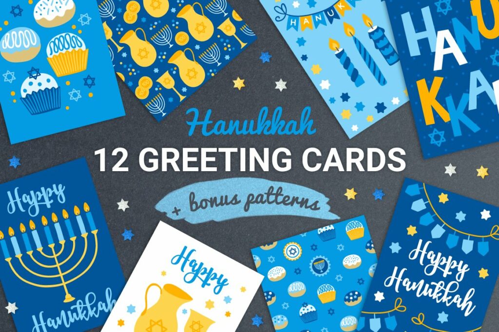 12 Hanukkah Cards & Bonus Patterns – MasterBundles
