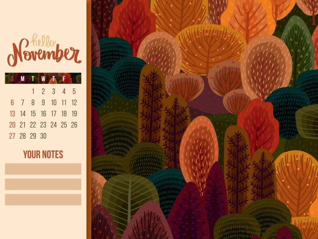 Free November Forest Calendar – MasterBundles