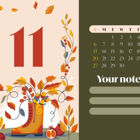 Free Cute November Calendar | Master Bundles