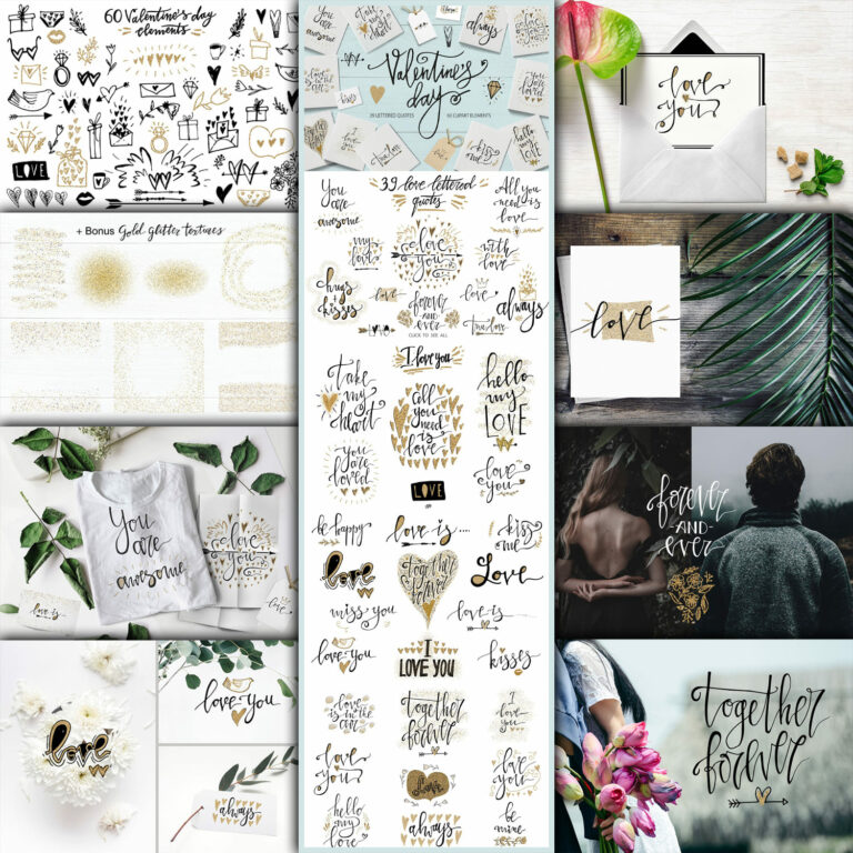 Valentine's Day Lettering & Clipart – MasterBundles