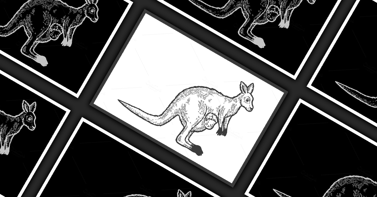 Kangaroo with Human Baby Sketch – MasterBundles