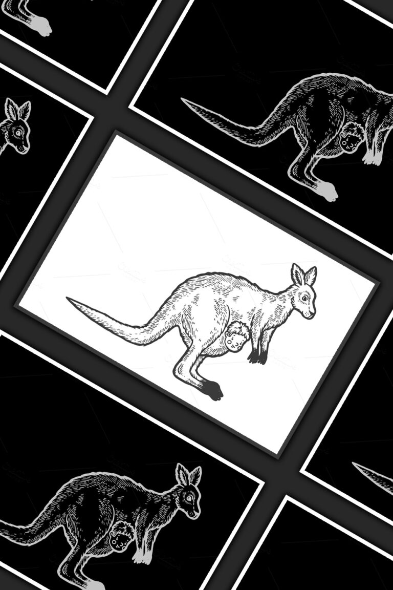 Kangaroo with Human Baby Sketch – MasterBundles