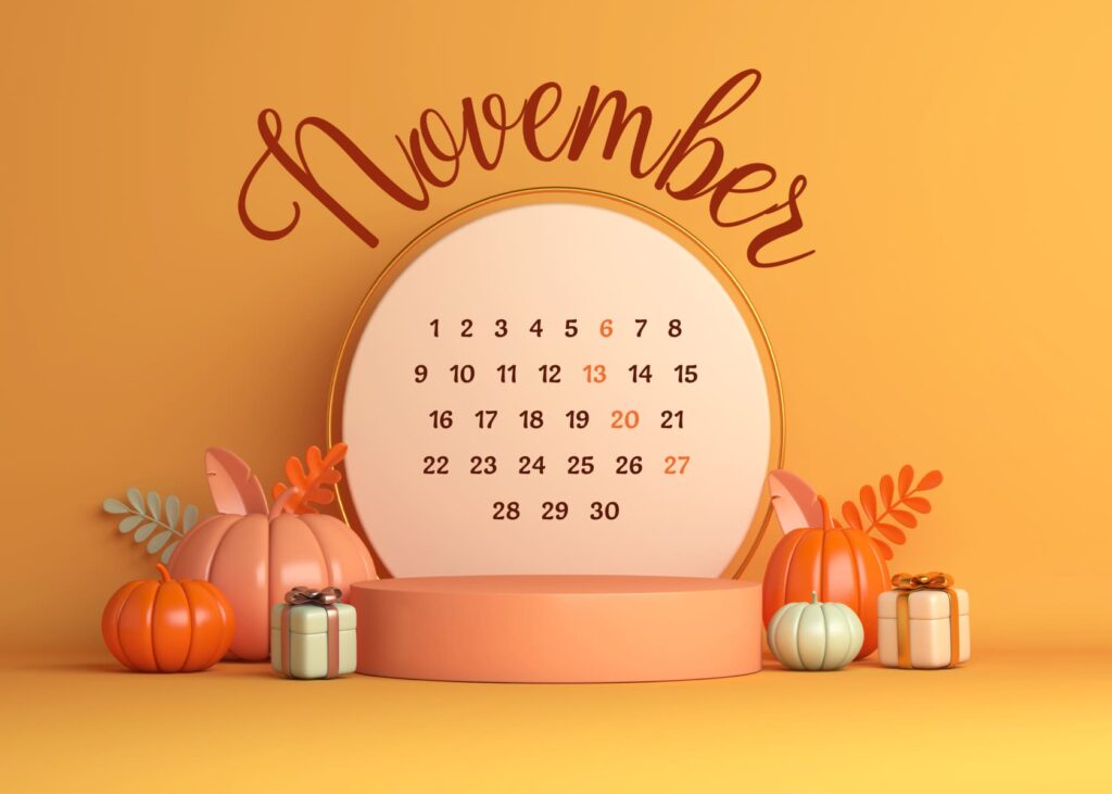 Free Fall November Calendar – MasterBundles