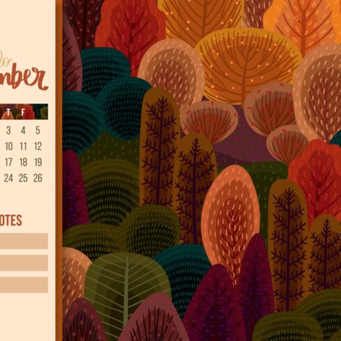 Free November Forest Calendar – MasterBundles