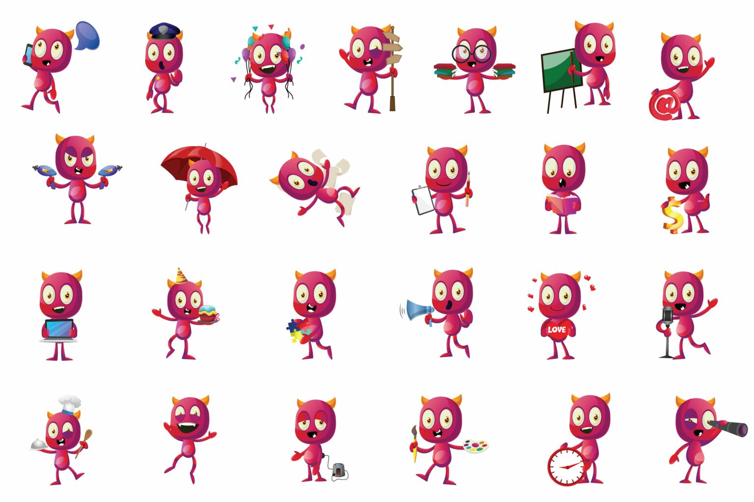 50 Devil Character Collection Illustration – MasterBundles