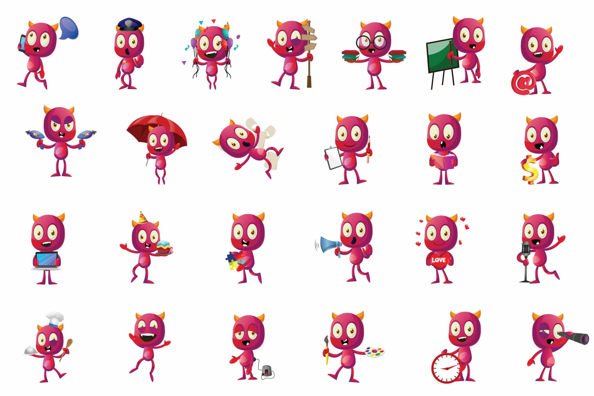 50 Devil Character Collection Illustration – MasterBundles