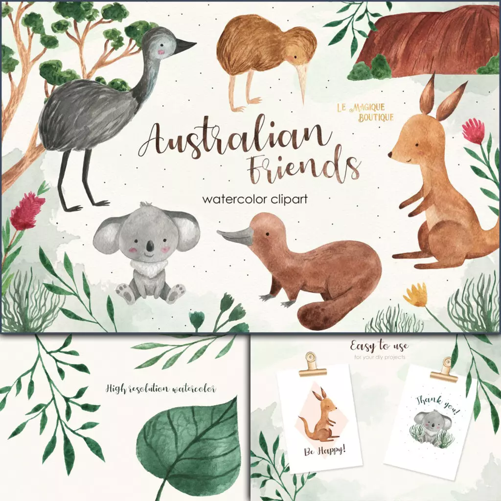 Australian Friends Watercolor Set – MasterBundles