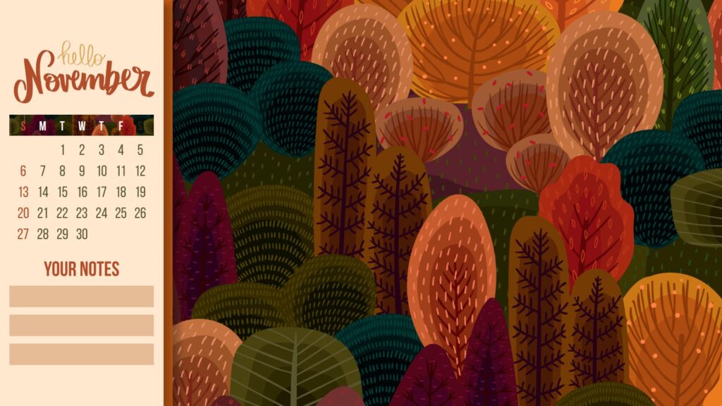 Free November Forest Calendar – MasterBundles