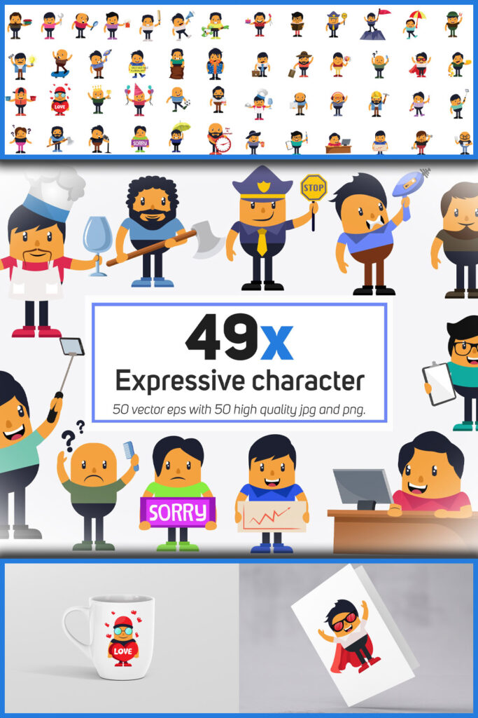 49 Expressive Character Collection Illustration – MasterBundles