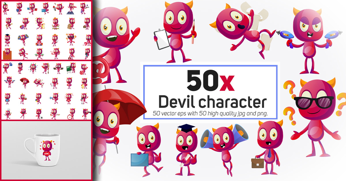 50 Devil Character Collection Illustration – MasterBundles