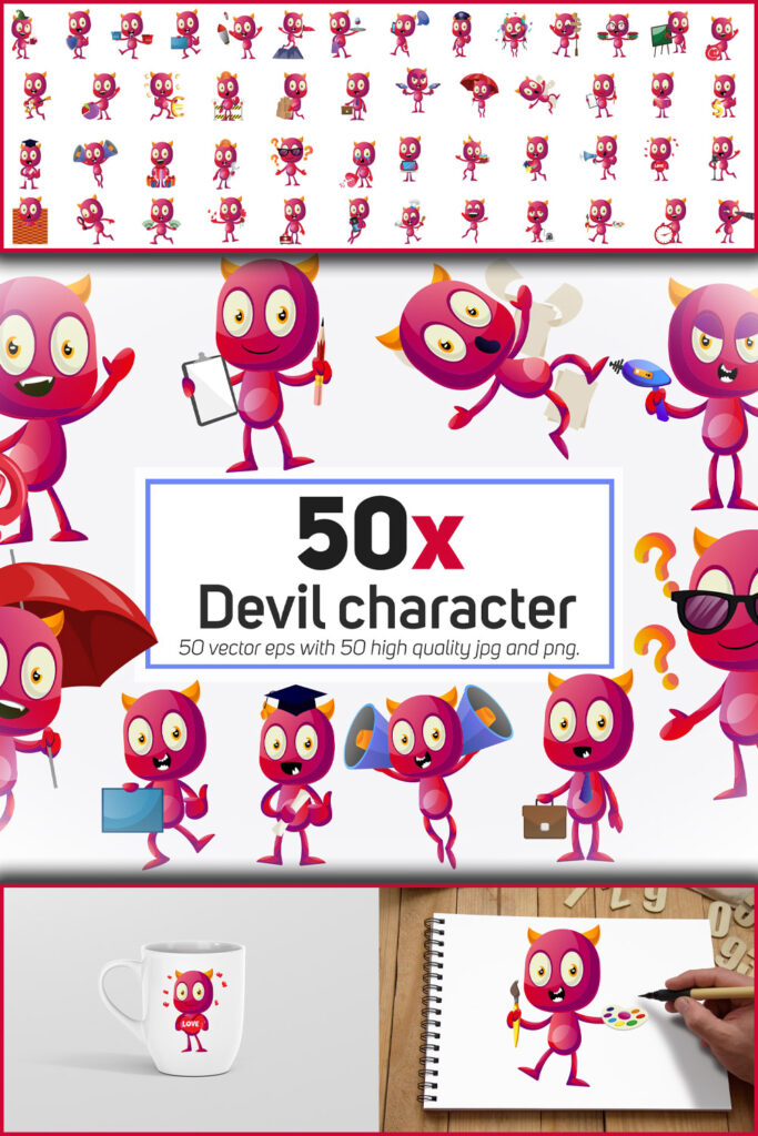 50 Devil Character Collection Illustration – MasterBundles
