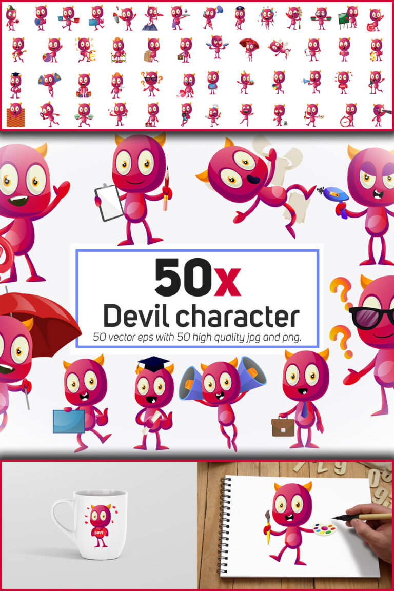 50 Devil Character Collection Illustration – MasterBundles