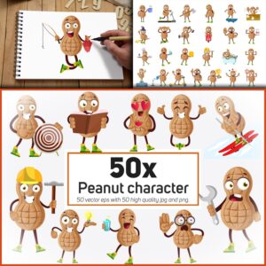 50 Peanut Character Or Mascot In Different Situation – MasterBundles