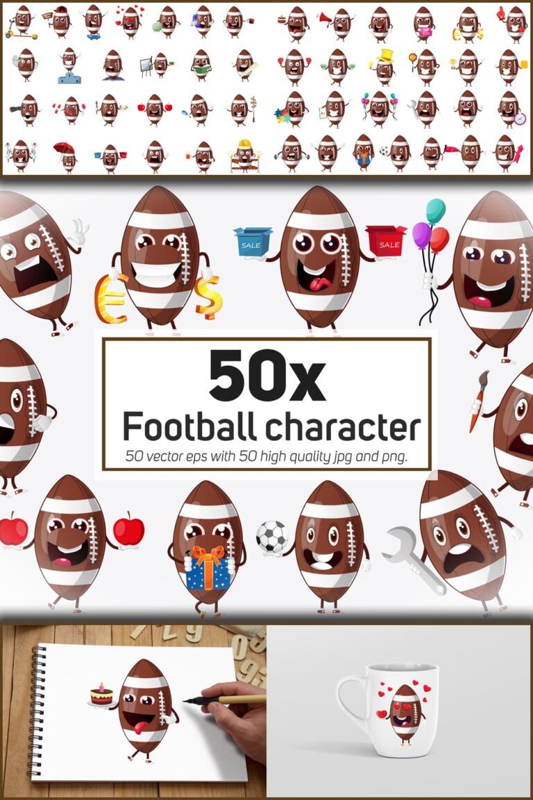 50 Football Mascot Or Character In Different Situation – MasterBundles
