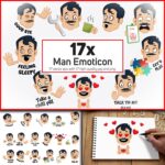 17 Man Emoticon Or Stickers Character Collection – MasterBundles