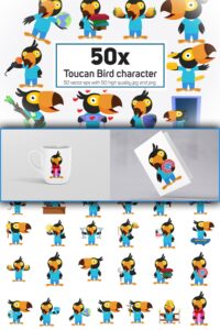 50 Toucan Bird Character Or Sticker Collection Illustration – MasterBundles