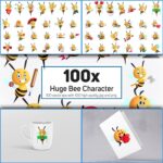 100 Huge Bee Character Collection Illustration – MasterBundles