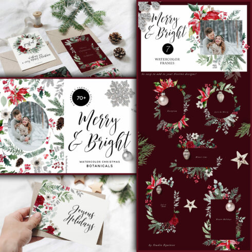 Merry & Bright Watercolor Botanicals – MasterBundles