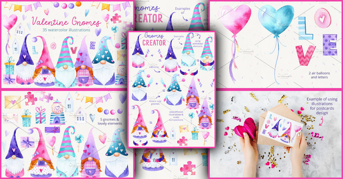 Valentine Day Nordic Gnomes Clipart – MasterBundles