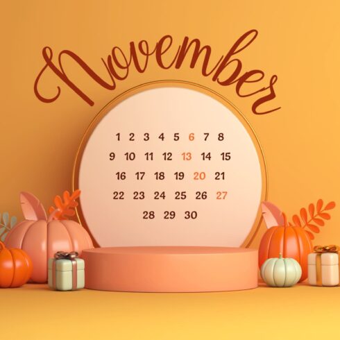 Free Fall November Calendar | MasterBundles