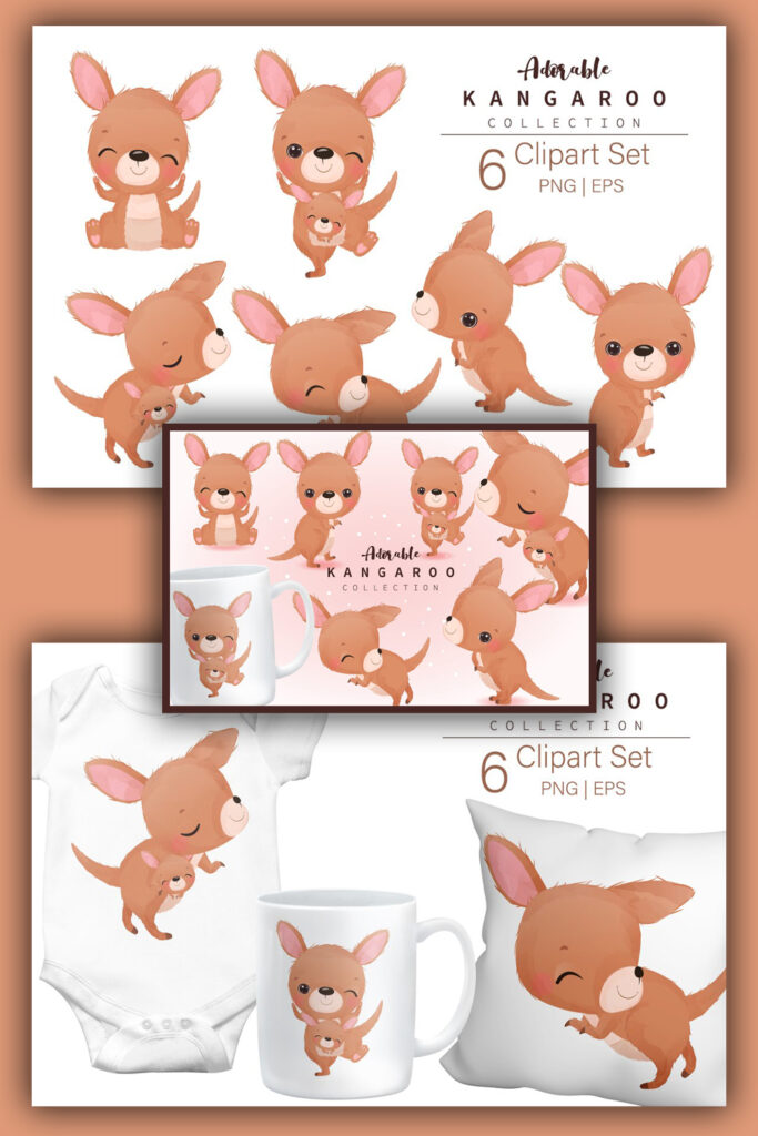 Adorable Kangaroo Clipart Set – MasterBundles