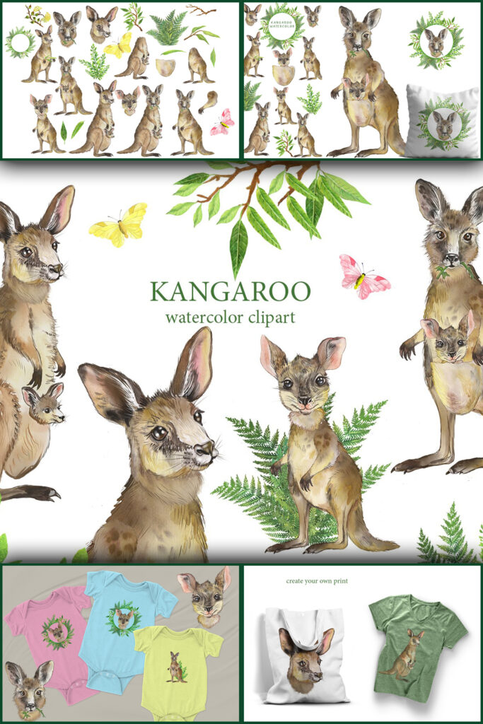 Family Kangaroo Watercolor Clipart – MasterBundles