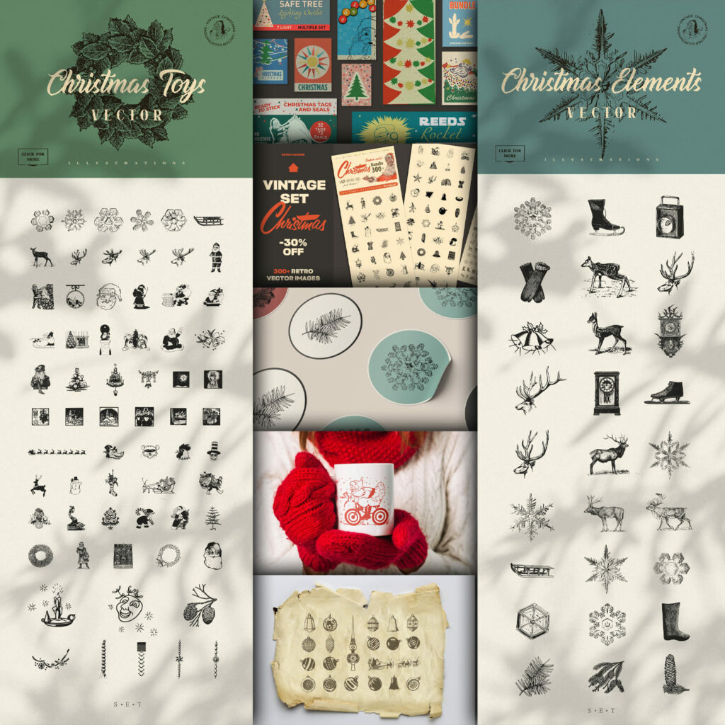 Vintage Christmas Bundle 300+ – MasterBundles