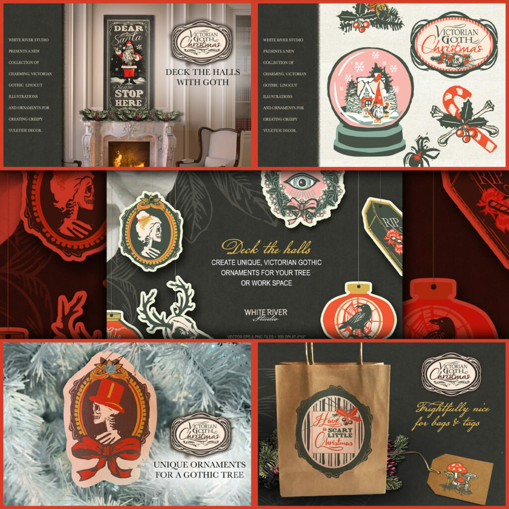 Victorian Goth Christmas Linocuts – MasterBundles