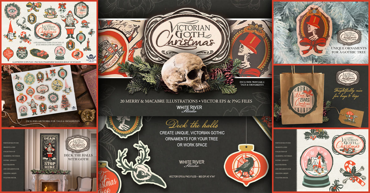 Victorian Goth Christmas Linocuts – MasterBundles