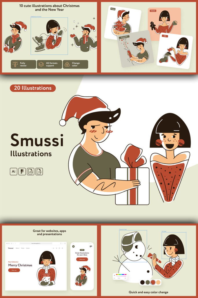 Smussi Christmas Illustrations – MasterBundles