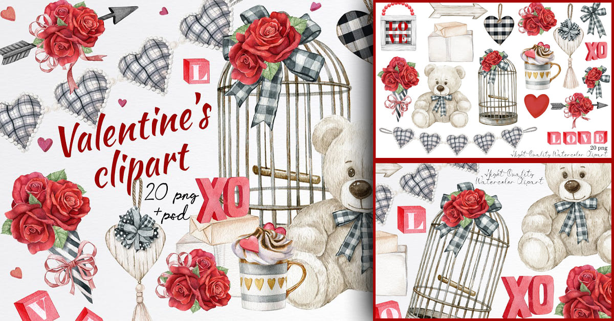 Watercolor Valentines Day Clipart. – MasterBundles