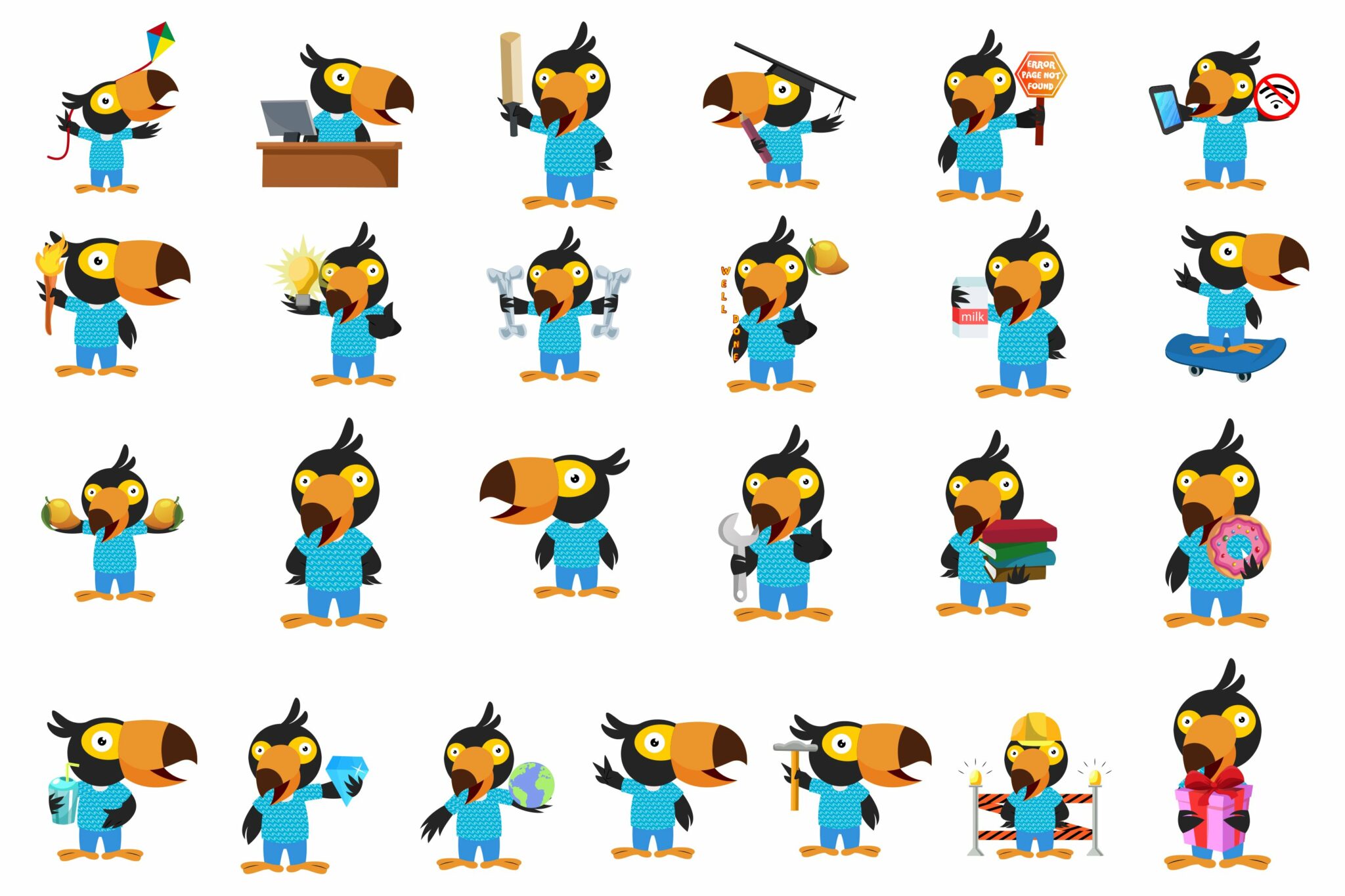 50 Toucan Bird Character Or Sticker Collection Illustration – MasterBundles
