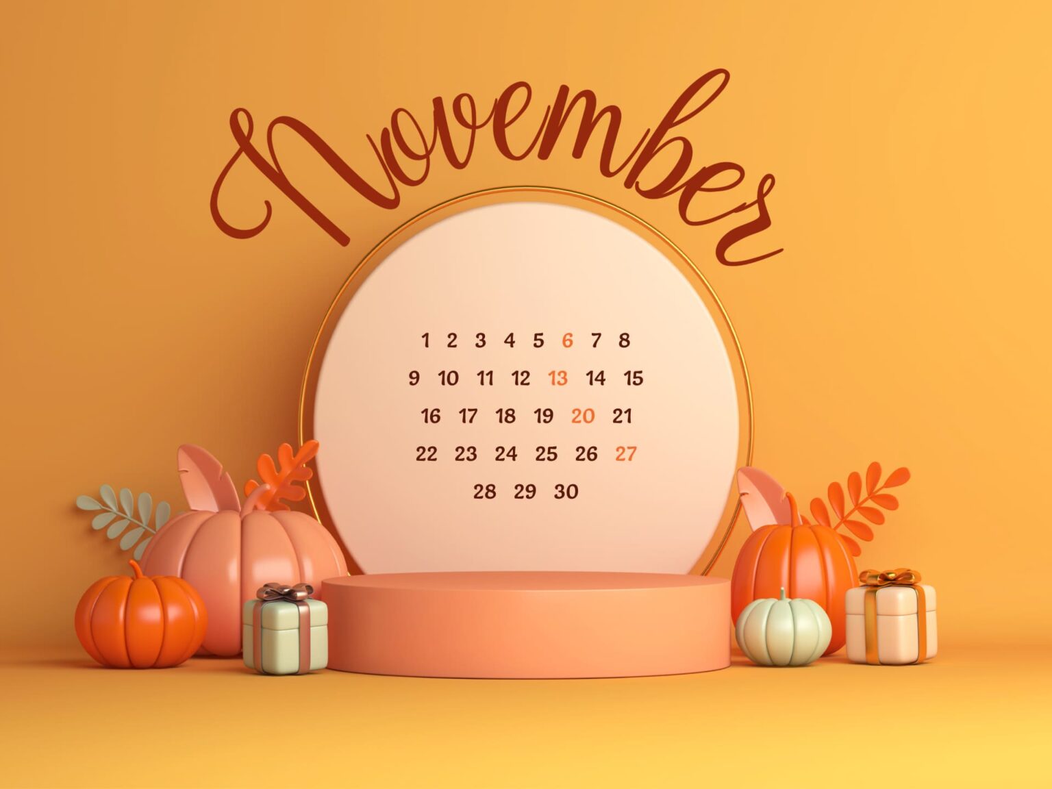 Free Fall November Calendar – MasterBundles