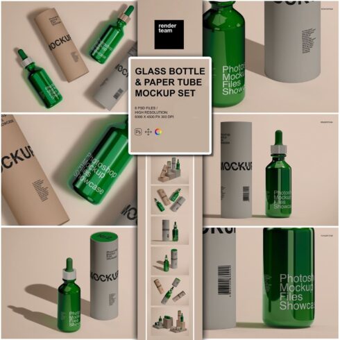 Glass Bottle And Paper Tube Mockups – MasterBundles