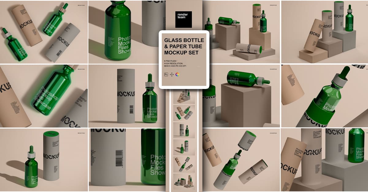 Glass Bottle And Paper Tube Mockups – MasterBundles