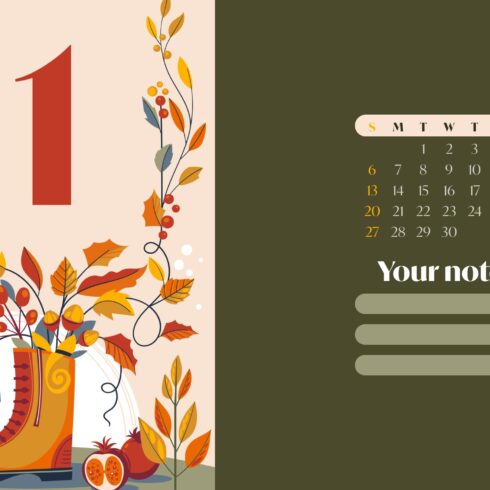 Free Cute November Calendar | Master Bundles