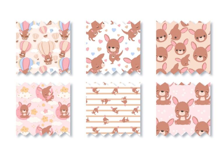 Cute Kangaroo Seamless Pattern Set – MasterBundles